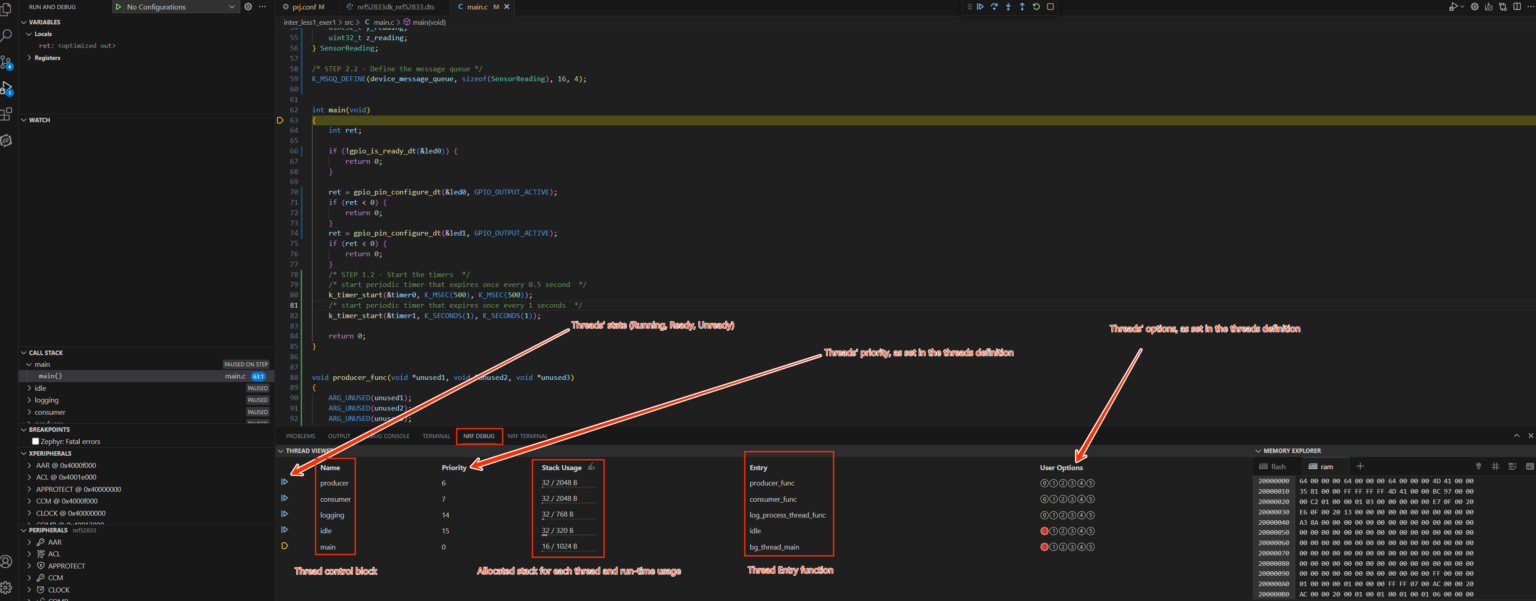 Exercise 1 - Exploring threads and ISRs - Nordic Developer Academy
